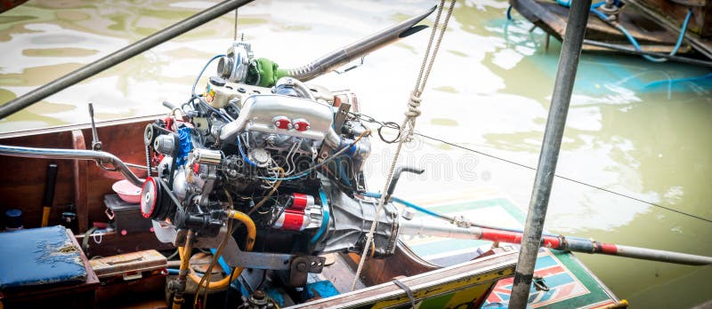Colorful Engine on a Longtail Boat in Thailand Stock Photo - Image of ...