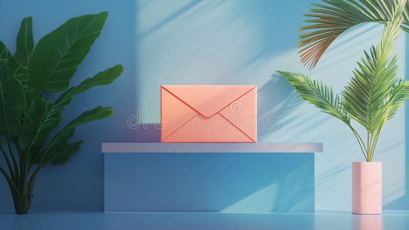 Colorful Envelope Display with Plants in a Modern Indoor Setting during ...