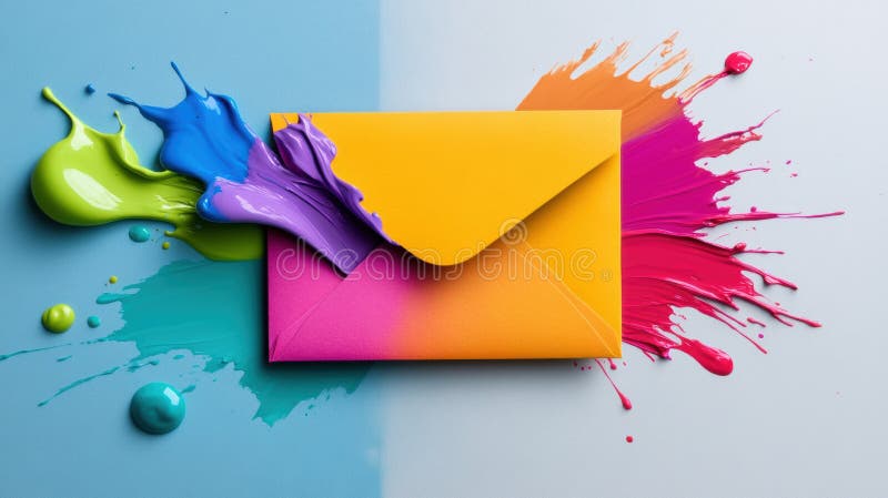 A Colorful Envelope with a Splash of Paint on it, AI Stock Image ...