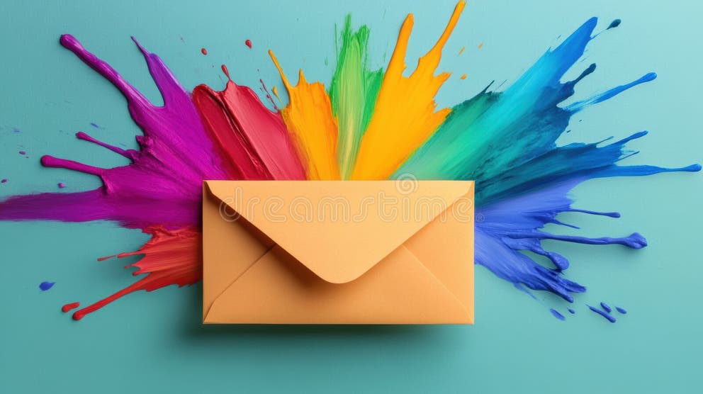 A Colorful Envelope with a Yellow Postcard Inside it, AI Stock Photo ...