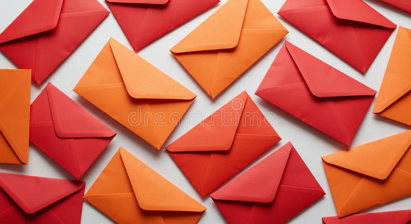 Colorful Envelopes Background: Modern Design with Red and Orange Patterns Stock Photo - Image of ...