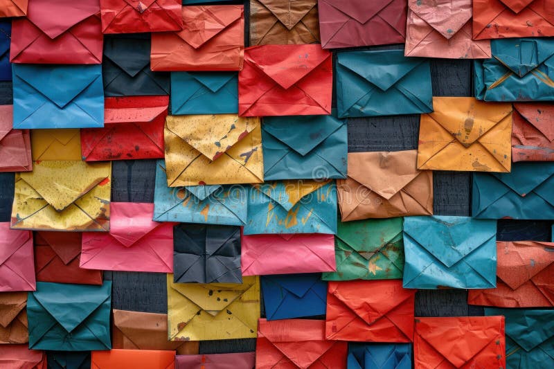 Colorful Envelopes Creating a Cheerful Background Texture Stock ...