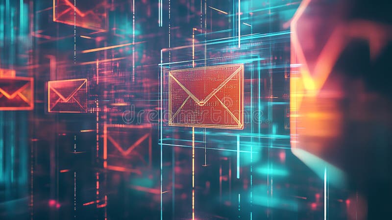 Colorful Envelopes and Documents are Showcased in a Vibrant Digital ...