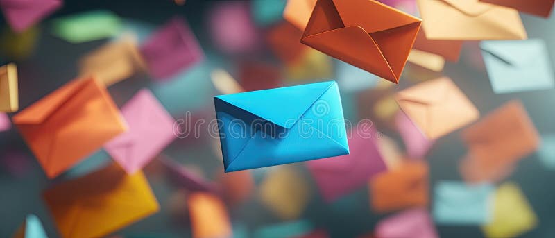 Colorful Envelopes Falling in the Air Stock Illustration - Illustration ...