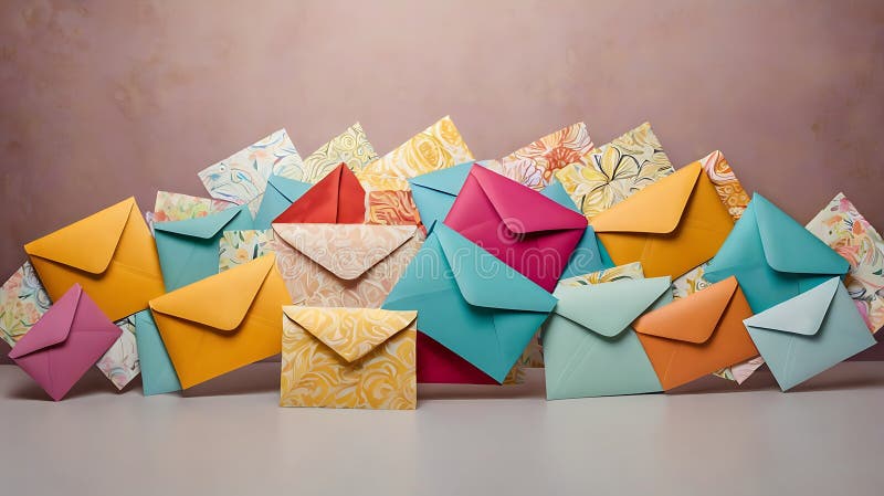 Colorful Envelopes with Floral Patterns, Stock Image - Image of vintage ...