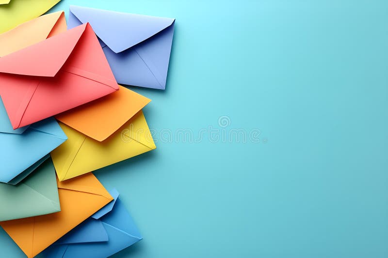 Colorful Envelopes on a Pastel Background Stock Image - Image of ...