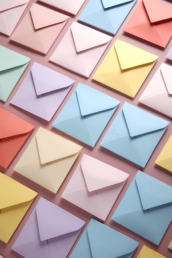 Colorful Envelopes on a Pink Background Stock Illustration ...