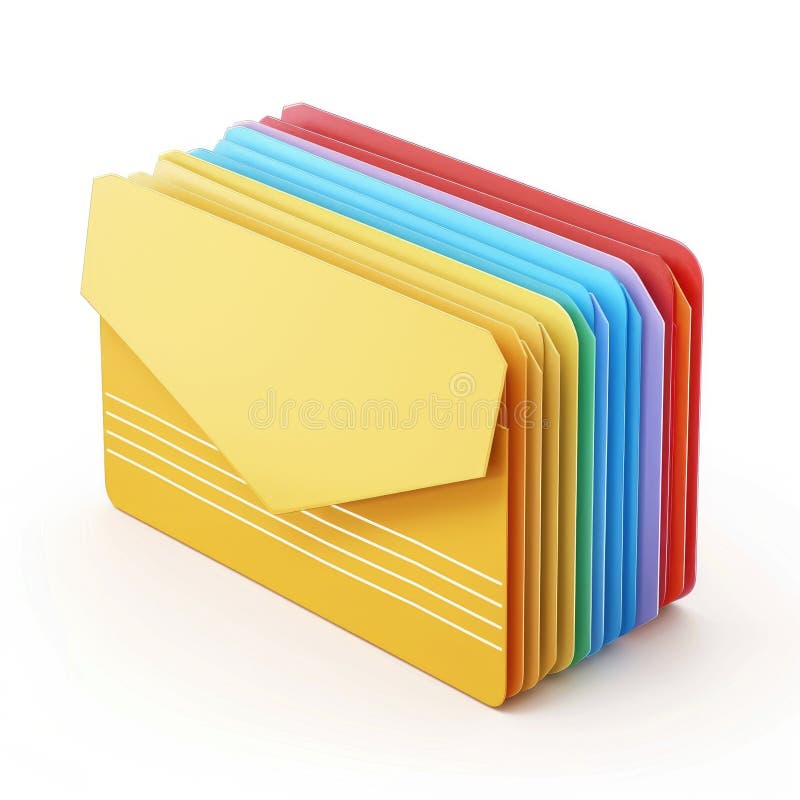 Colorful Stack of Envelope Icons, 3D Illustration Stock Illustration ...