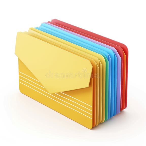 Colorful Stack of Envelope Icons, 3D Illustration Stock Illustration ...