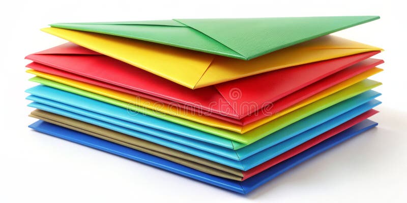 Colorful Envelopes Stacked in a Rainbow Pattern - Close-Up Stock ...