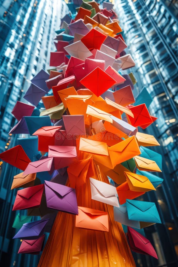 Colorful Envelopes, a Vivid Display of Envelopes Emerging from a Cone ...