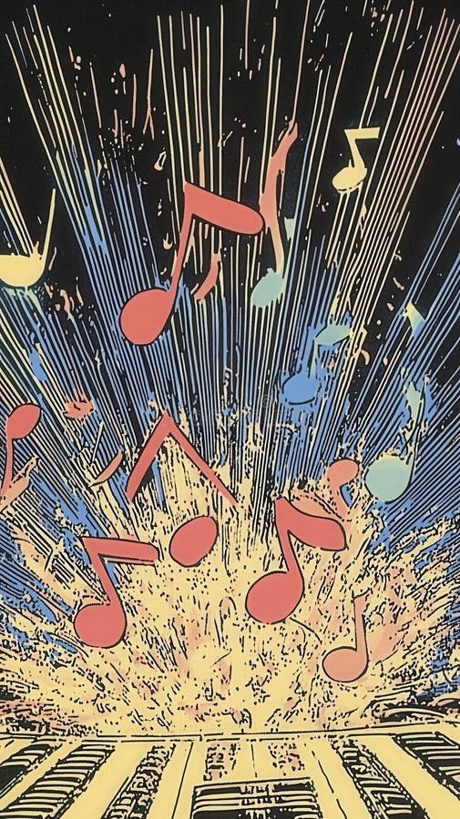 Colorful Eruption of Music Notes in Energetic Release Stock ...