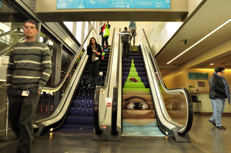 Colorful escalator editorial photography. Image of inventive - 26906597