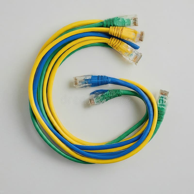 Colorful Ethernet Cables Arranged in a Curling Pattern on White Surface ...
