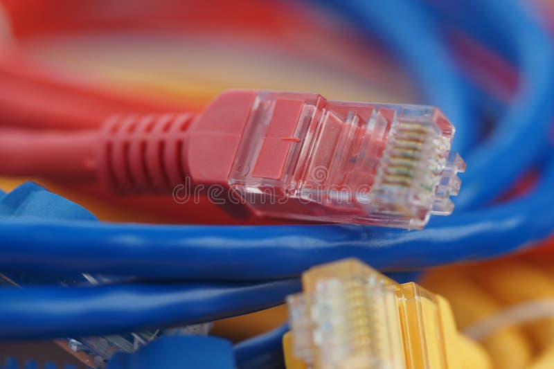 Colorful Ethernet Cables and Connectors Stock Image - Image of ...
