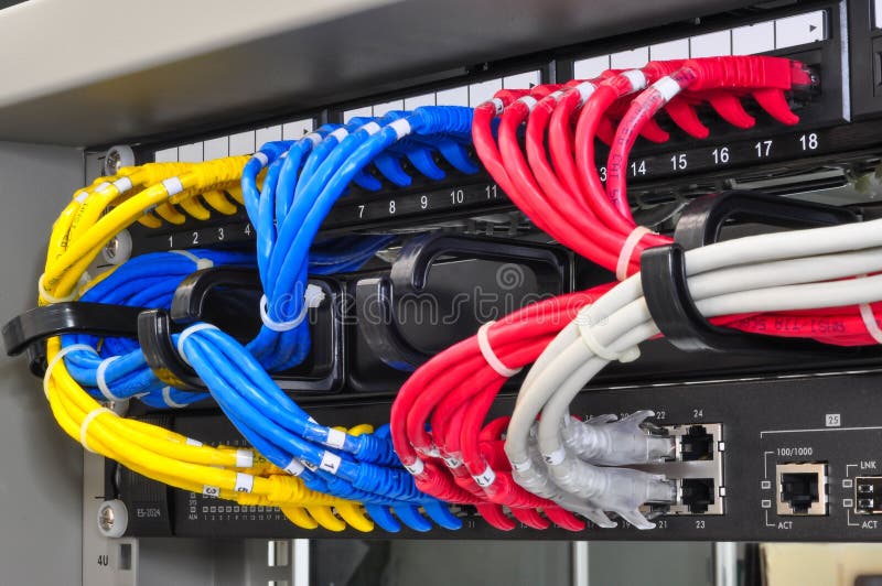 Colorful Ethernet Cables in Network Server Stock Image - Image of ...