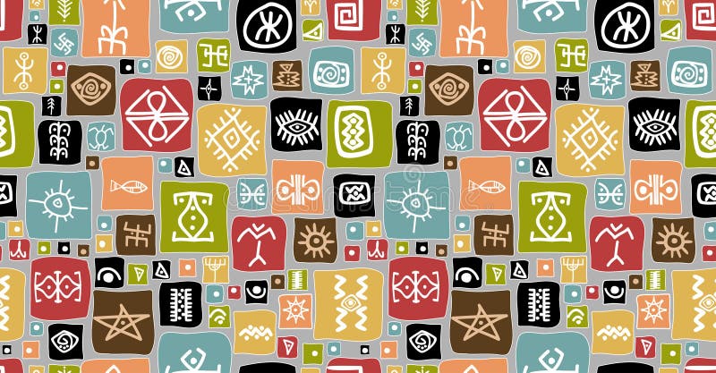 Colorful Ethnic Drawing Seamless Pattern Stock Vector - Illustration of ...