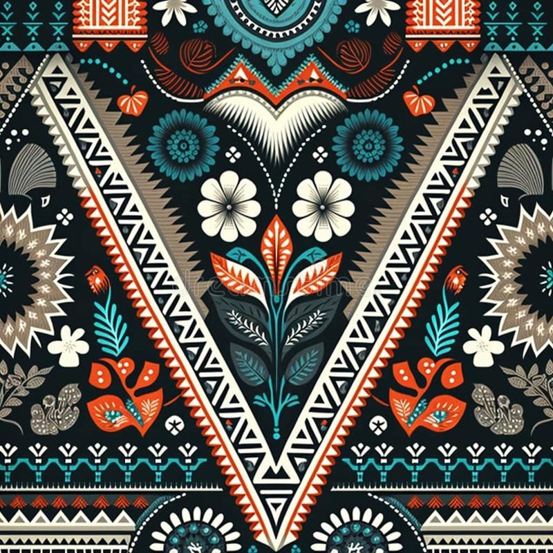 Colorful Ethnic Fabric Texture Pattern Design with Scandinavian ...