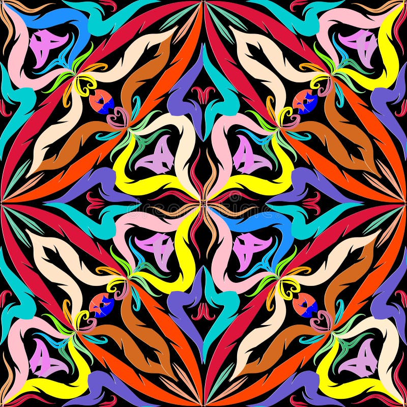 Colorful Ethnic Style Vector Seamless Pattern. Bright Patterned Stock ...