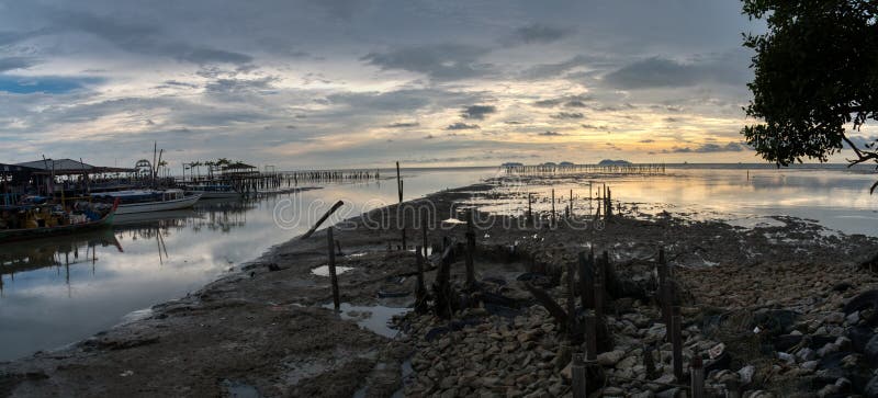 Colorful Evening Scene at the Low-tide Swampy Beach Stock Photo - Image ...