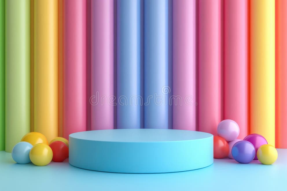 Colorful Event Setup with Balloons and Backdrops Studio Setting Visual ...