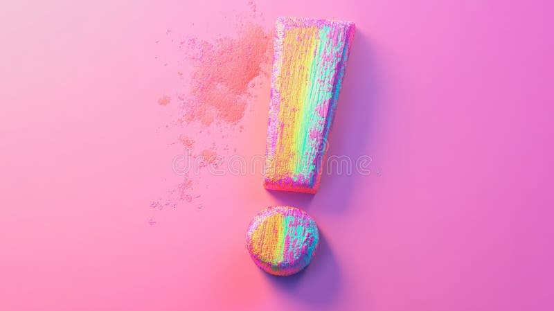 Colorful Exclamation Mark on Pink Background, Creative Expression ...