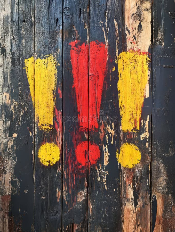 Colorful Exclamation Marks on a Textured Wooden Wall Stock Image ...