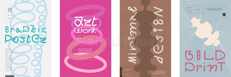 Colorful Exhibition Poster Set Featuring Abstract Designs and Modern ...