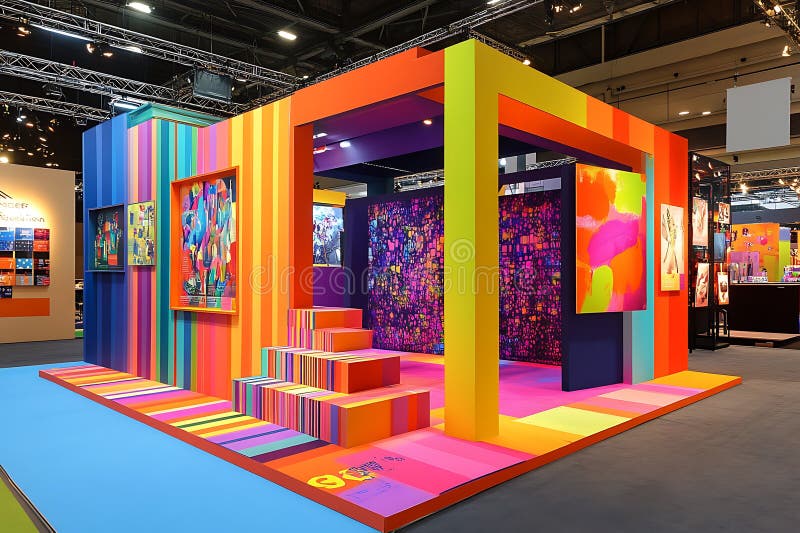 Colorful Exhibition Stand with Abstract Art Stock Illustration ...