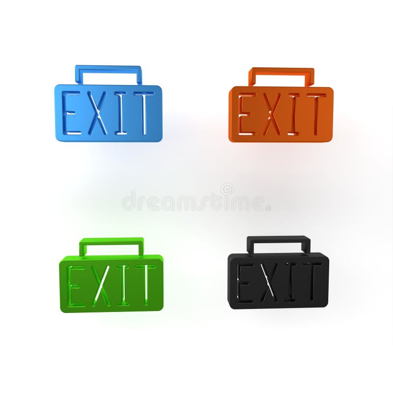 Colorful Exit Icon Isolated on White Background. Fire Emergency Icon ...