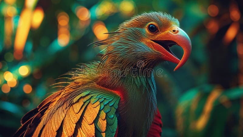 Colorful Exotic Bird Showing Its Plumage in the Jungle Stock Photo ...