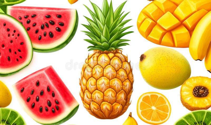 Colorful Exotic Fruit Repeating Design Image’ Becomes ‘Bright Tropical ...