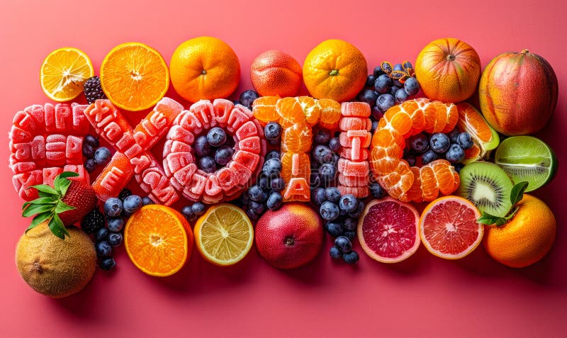 Colorful Exotic Fruit Varieties Forming the Word EXOTIC on a Bright ...