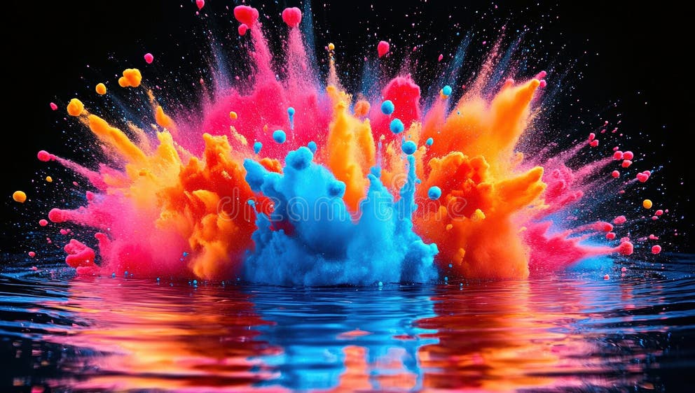 Colorful Exploding Colors in Water Stock Illustration - Illustration of ...