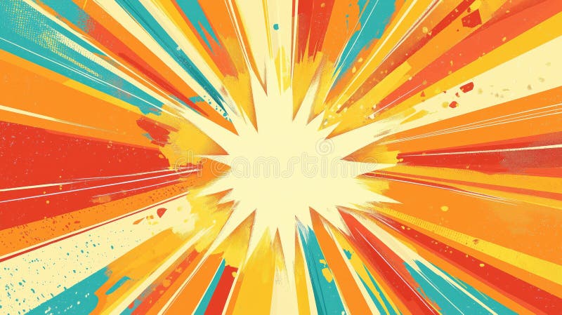 Colorful Exploding Comic Burst with Retro Pop Art Style and Dynamic ...