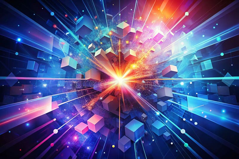 Colorful Exploding Cubes, Digital Art, Abstract Background Stock Illustration - Illustration of ...