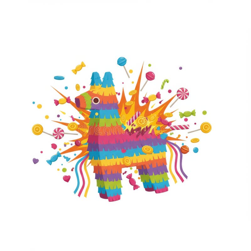 Colorful Exploding Pi?ata with Candy and Sweets Stock Illustration ...