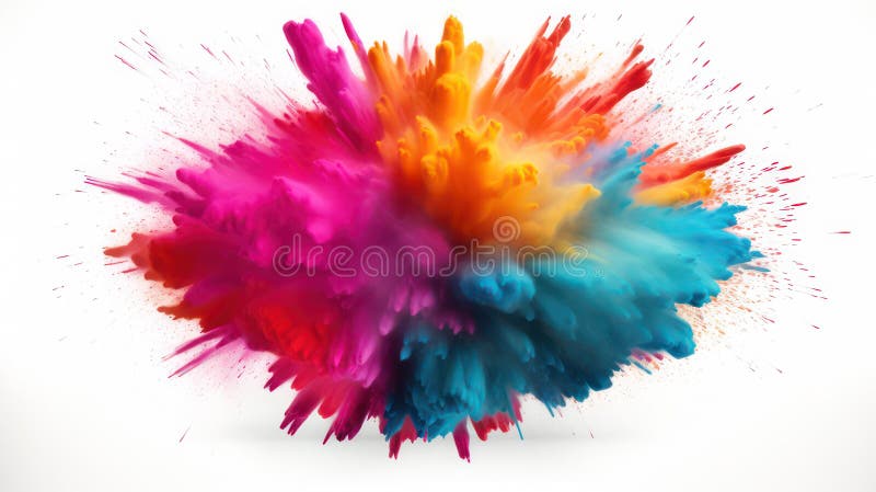Colorful Exploding Powder Isolated on White Created with Generative AI ...