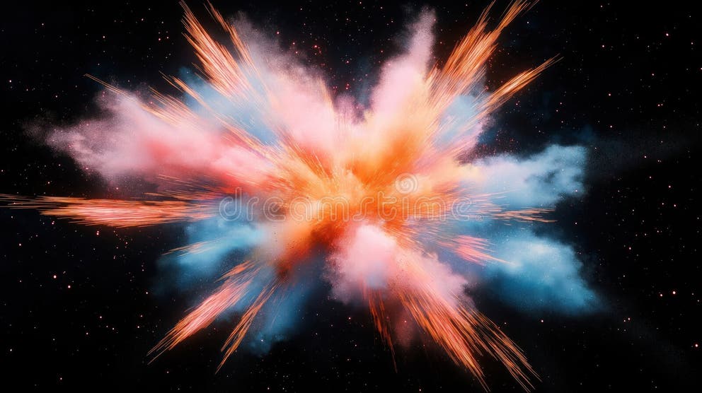 Colorful Explosion Abstract Artwork. Fireworks Display in Night Sky ...