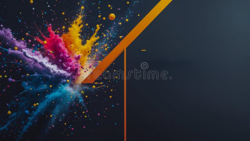 Colorful Explosion of Abstract Paint on Dark Background Stock ...