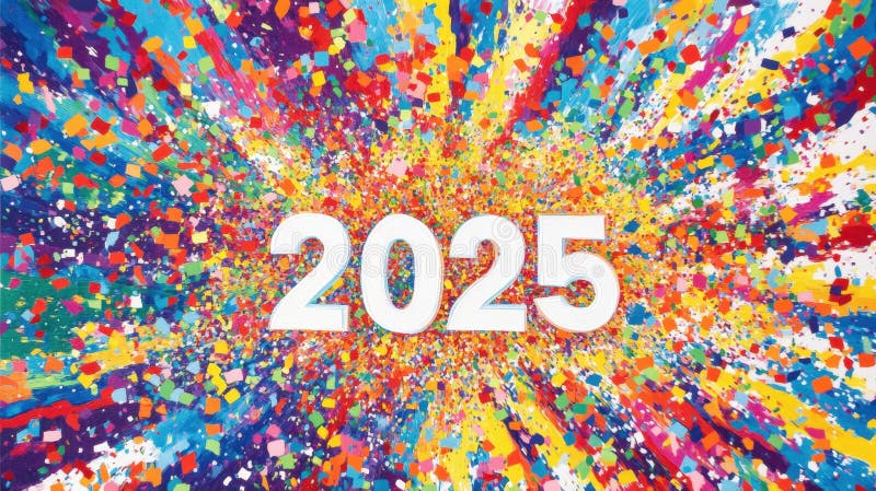 Colorful Explosion Background Celebrating Year 2025 Stock Photo - Image ...