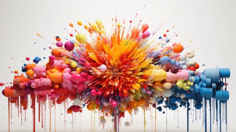 A Colorful Explosion of Balls Stock Illustration - Illustration of ...