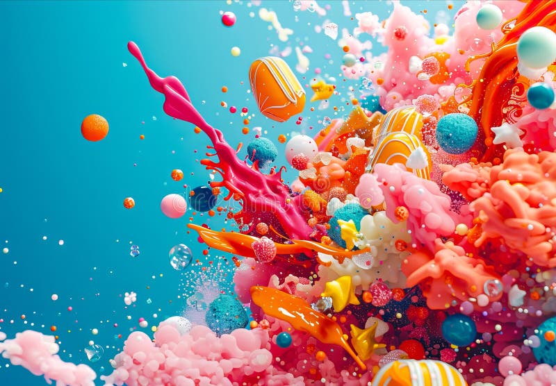 A Colorful Explosion of Candy and Bubbles Stock Image - Image of ...