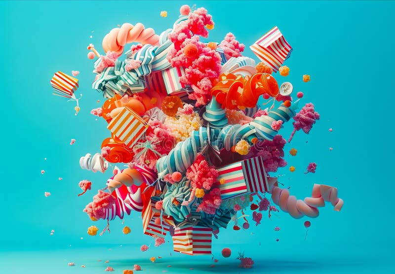 A Colorful Explosion of Candy and Bubbles Stock Image - Image of ...