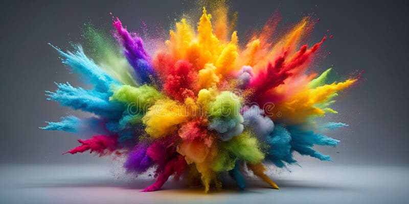Colorful Explosion Closeup on Grey Background AI-Generated Content ...