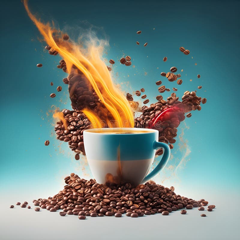 Coffee cup explosion stock illustration. Illustration of roast - 275045781