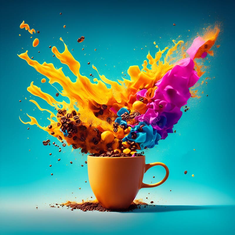 Coffee cup explosion stock illustration. Illustration of beverage ...