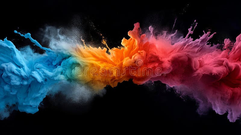 A Colorful Explosion of Colored Powder on a Black Background Stock ...
