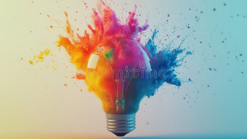 Colorful Explosion of Creative Ideas Inside Light Bulb Stock Image ...