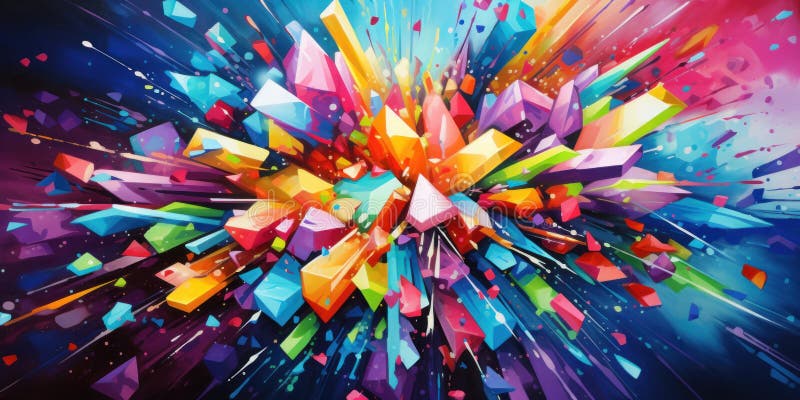 A Colorful Explosion of Crystals Stock Illustration - Illustration of ...